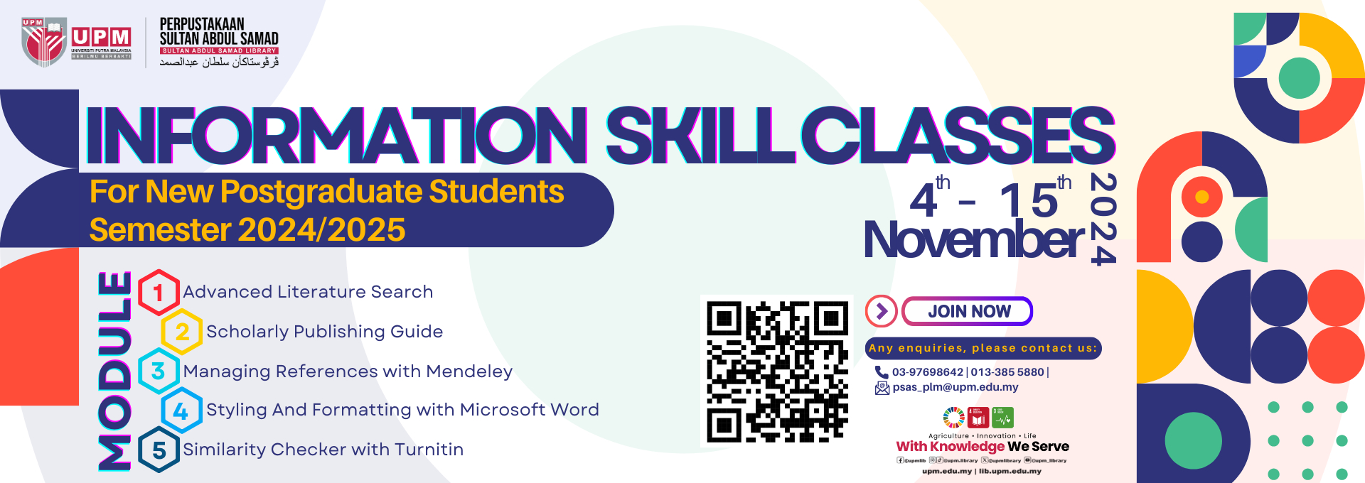 Information Skill Classes for New Postgraduate Students