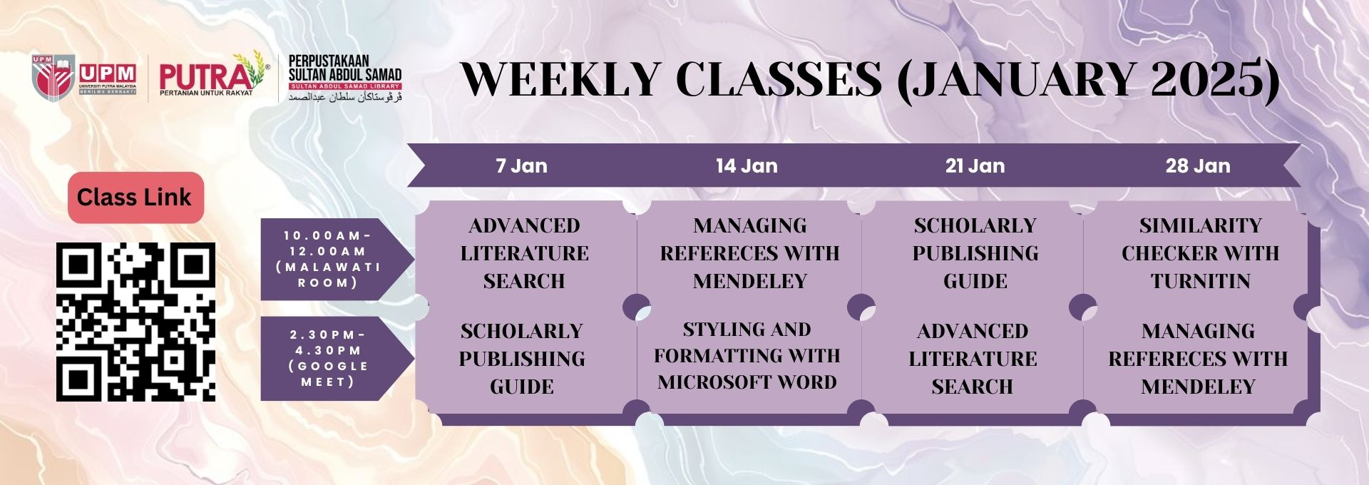 WEEKLY CLASSES: JANUARY